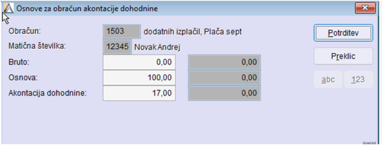 Poračun regresa in dodatki - Grad